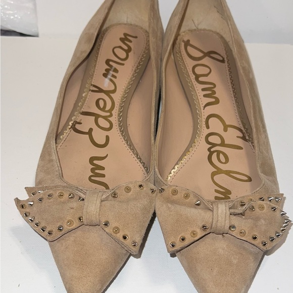 Sam Edelman | Shoes | Sam Edelman Tan Studded Raisa Pointed Toe Slip On Leather Flats Size 8 ...